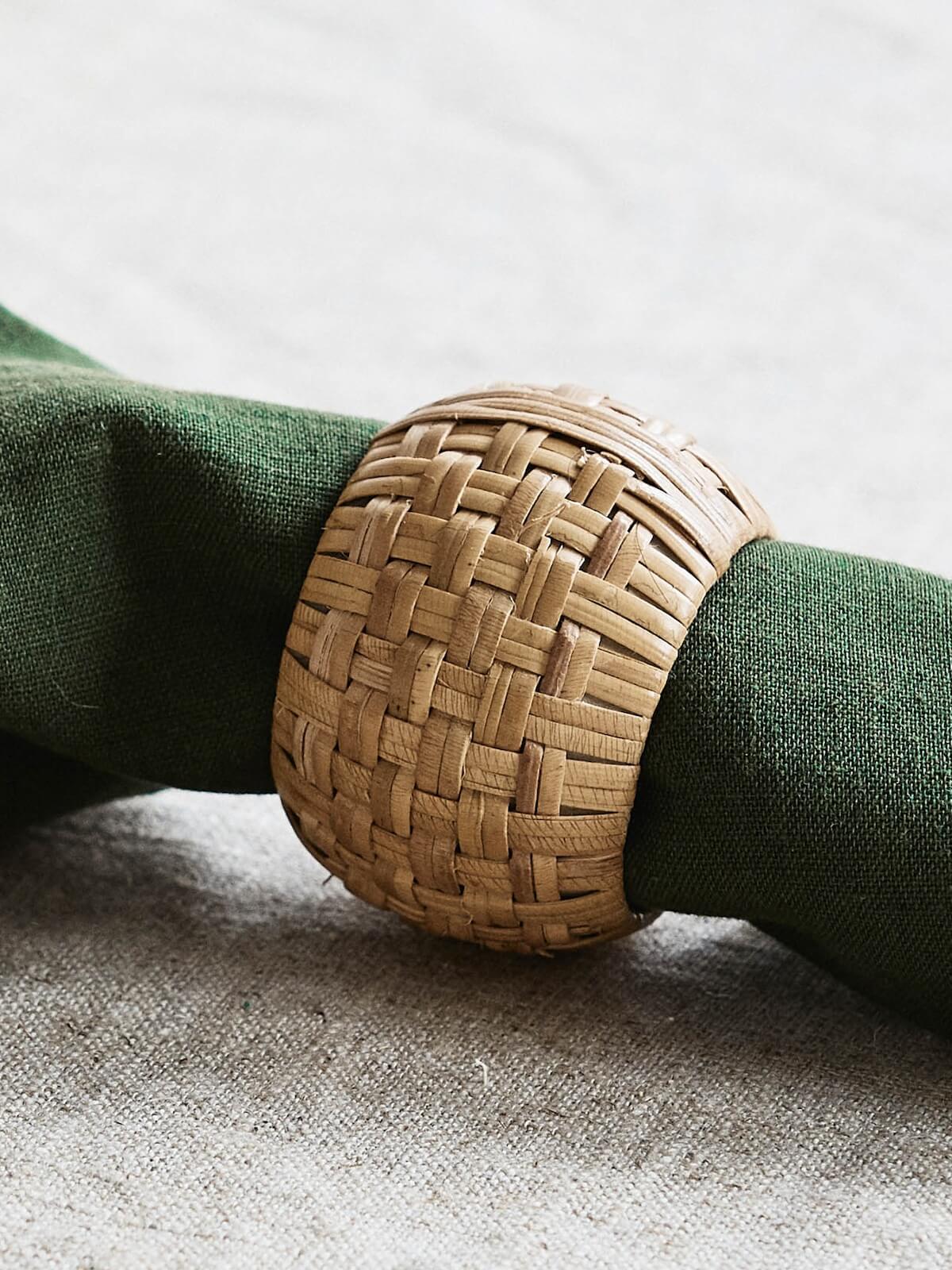 Napkin Ring Set Woven Rattan | Rustic, Handcrafted – THATCH
