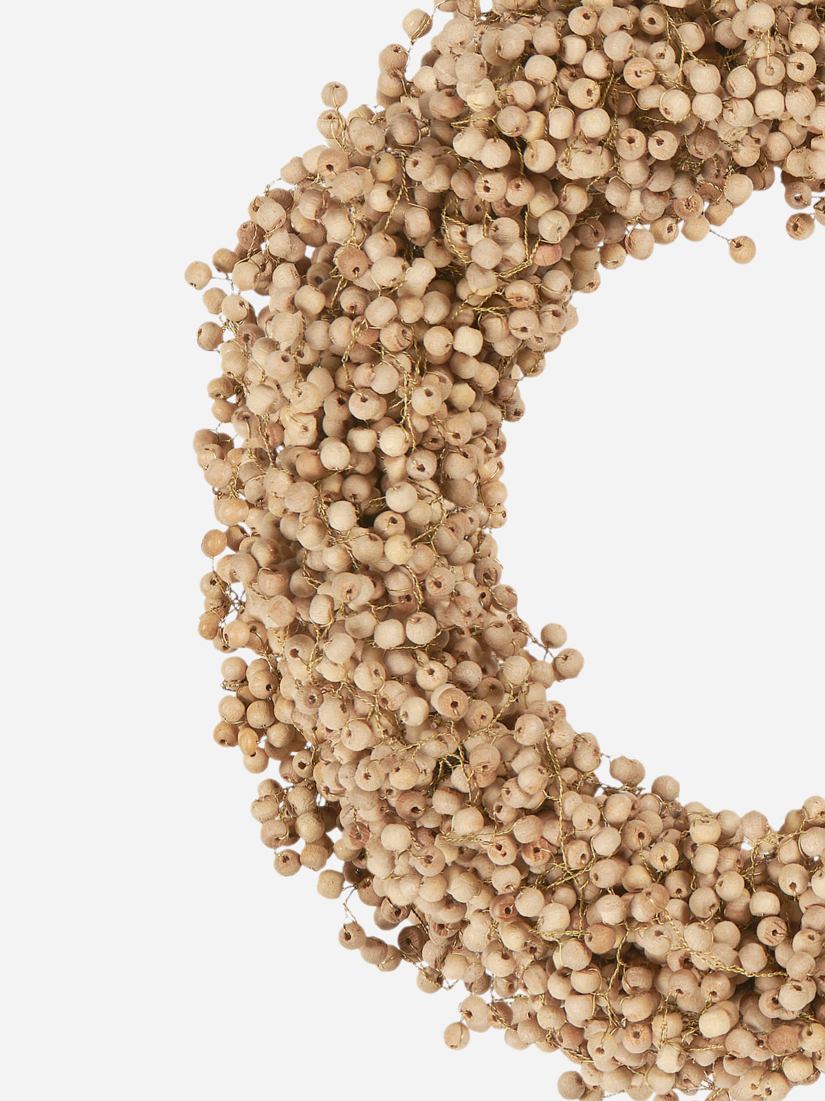 Beaded Wreath Wooden Berry Natural Medium | Wooden Festive Ornaments ...