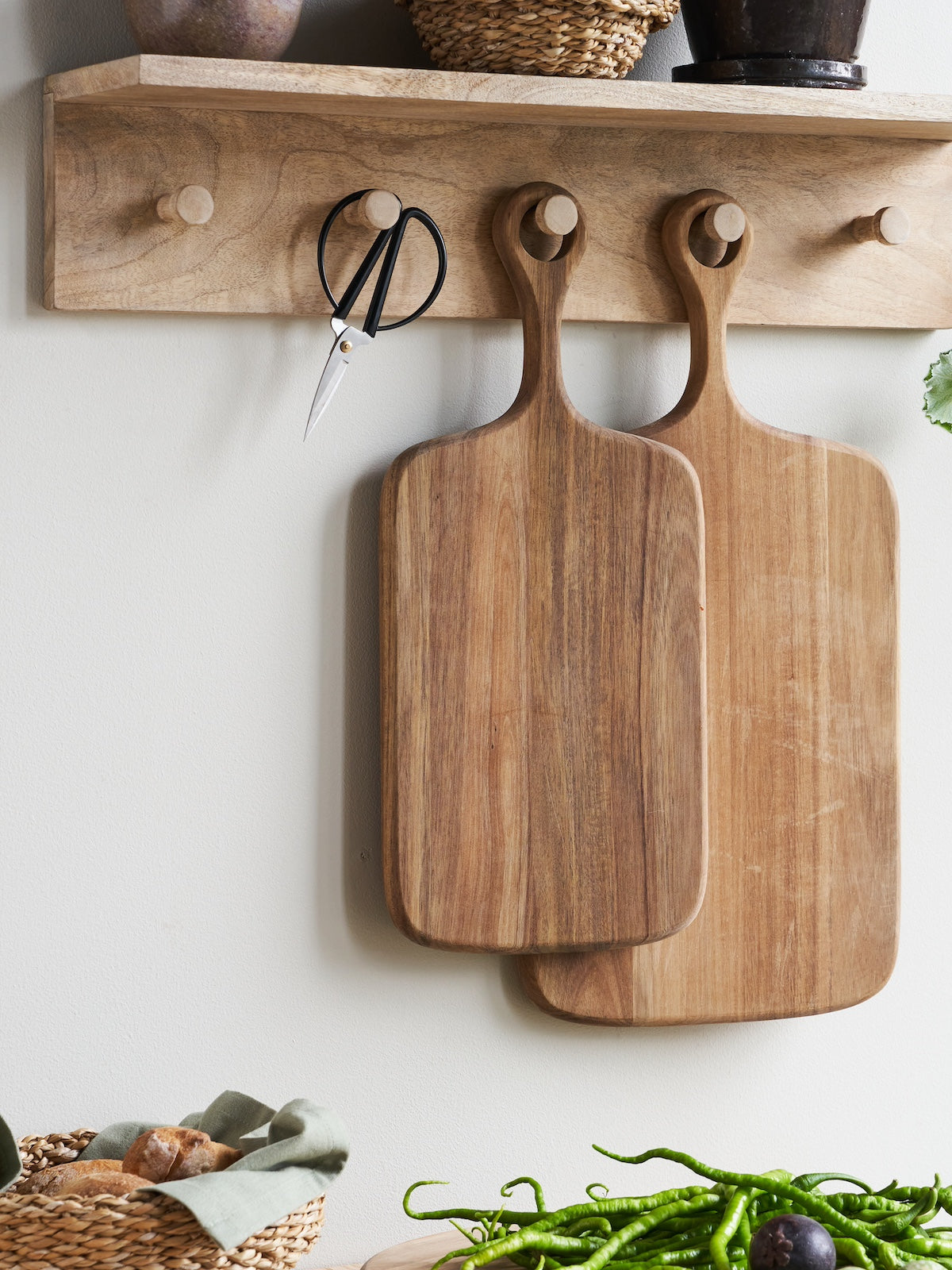 Wooden Peg Rail With Shelf 5 Pegs Wood Wall Coat Rack Hanging Rail ...